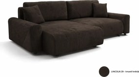 Rozkládací rohová sedačka RIMONA 240x168 - výběr potahové látky levý roh Lincoln 29 - tmavě hnědá