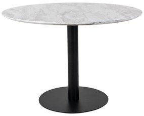 House Nordic Jídelní stůl, deska v mramorovém vzhledu s černými nohami\nØ110x75cm