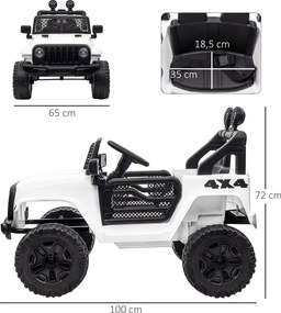 HOMCOM Dětské Elektrické Auto pro Děti od 3 Let - Všestranný Buggy s 12V Baterií, 2 Motory, Dálkovým Ovladačem 2.4G, Světlomety, Klakson, Nastaviteln…