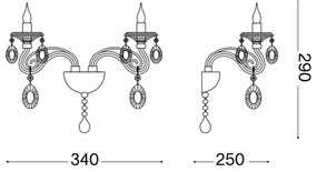 Ideal Lux - Křišťálová nástěnná lampa NEGRESCO 2xE14/28W/230V zlatá