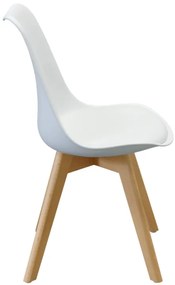 Jídelní židle QUATRO – plast, masiv buk/plast, bílá