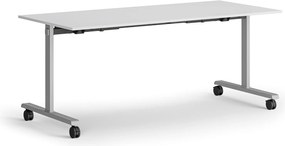 Mobilní stůl MATCH, 180x80 cm, šedá podnož, bílá