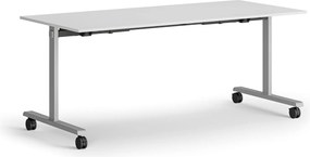 Mobilní stůl MATCH, 180x80 cm, šedá podnož, bílá