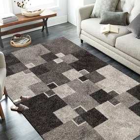 Originální koberec s motivem čtverců béžové barvy Šířka: 160 cm | Délka: 220 cm