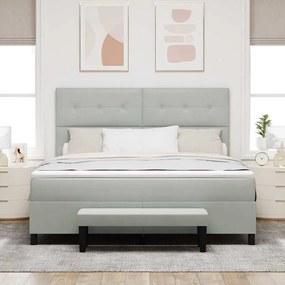 Postel s boxspringem s čelo Světle šedá 200 x 180 cm samet 3344528