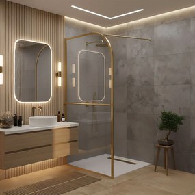 Rea Sky, sprchová zástěna Walk-In 100x200 cm, zlatá matná, REA-K4330