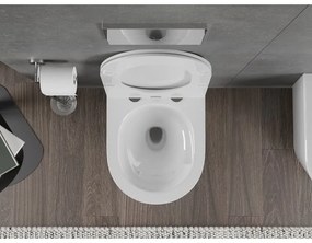 Mexen Rico, závěsná WC mísa 490x360x370 mm, Rimless Tornádo + WC sedátko z duroplastu, bílá lesklá, 30720300T
