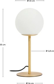 Bílá/ve zlaté barvě stolní lampa se skleněným stínidlem (výška 35 cm) Brisia – Kave Home