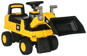 HOMCOM jezdící bagr s lopatou a klaksonem, úložný prostor pro děti od 12 měsíců, žlutočerný 85x27.5x47.5cm | Aosom.de