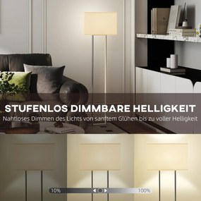 HOMCOM Moderní stojací lampa, 3 režimy, nožní spínač, nastavitelná jasnost, vzhled lnu, bílá