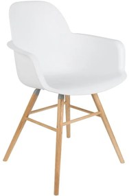 OnaDnes -20% Bílá plastová jídelní židle ZUIVER ALBERT KUIP s područkami