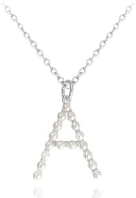 Stříbrný náhrdelník MINET písmeno "A" s perličkami JMAS710ASN45