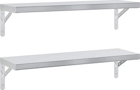 Nástěnné police 2 ks 75 x 23,5 cm stříbrné nerezová ocel 3214507