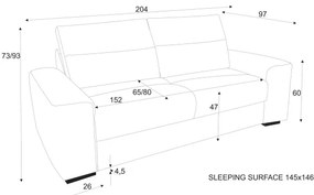 Rozkládací třímístná pohovka COMO tmavě šedá