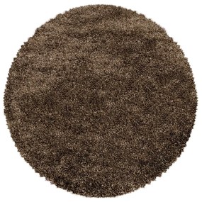 Tmavě hnědý kulatý koberec ø 120 cm Fluffy – Ayyildiz Carpets