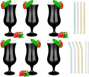 6 x Pokal Černý Koktejl 420 ml 8 x Skleněné Trubičky