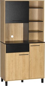 HOMCOM Kuchařský bufetový kabinet s více úložným prostorem, 1 zásuvkou, 3 skříňkami, 4 policemi a spravováním kabelů, výška 180 cm