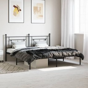 Kovový rám postele s čelem černý 183 x 213 cm - Default Title