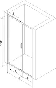 Mexen Exo, posuvné sprchové dveře 125 cm, čiré sklo, zlatá, 8151-125-000-50-00