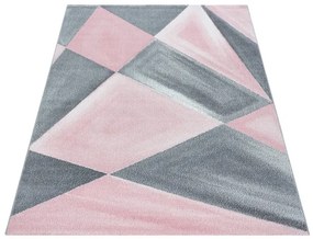 Koberec Beta geometrie, růžový / šedý