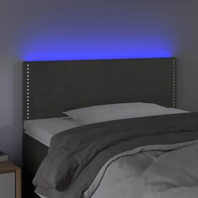 Čelo postele s LED tmavě šedé 90x5x78/88 cm samet 3121509