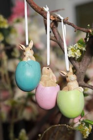 Závěsní velikonoční zajíčci ve vajíčkách 3-set