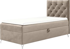 Boxspringová postel, 90x200, béžová látka Velvet, pravá, GULIETTE + dárek