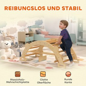 Montessori prolézačka pro vnitřní použití, dřevěný prolézací oblouk 2 v 1, pro děti od 2 do 4 let, 110x52x45 cm, přírodní dřevo