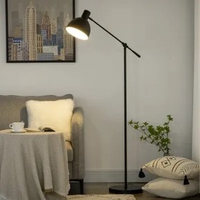 HOMCOM Stolní lampa v průmyslovém designu, výškově nastavitelná, nožní spínač; 30 m x 30 cm x 131 cm, černá