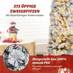 Costway 180 cm vánoční stromek zasněžený vánoční strom se 150 teplými bílými