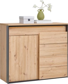 XXXLutz KOMODA, černá, dub artisan, 111/95/41 cm Voleo - Široké komody - 000589000534