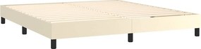 Box spring postel s matrací a LED krémová 160x200 cm umělá kůže 3134113