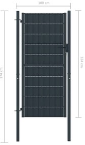 vidaXL Marketos Plotová branka PVC a ocel 100 x 124 cm antracitová