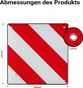 Výstražná tabule Wiltec – 500 × 500 mm, červená (30159)
