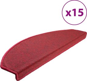 Schodové rohože 15 ks 65 x 24 x 4 cm červené půlkulaté velké 133889