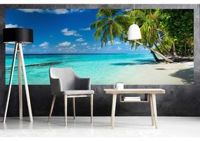 DIMEX | Panoramatická vliesová fototapeta na zeď Tropický ráj MP-2-0215  | 375 x 150 cm | tyrkysová, modrá, zelená, krémová