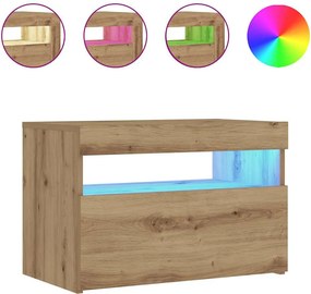 Noční stolek s LED dub artisan 60 x 35 x 40 cm kompozitní dřevo 3329176