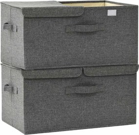 Úložné boxy 2 ks textil 50 x 30 x 25 cm antracitové 332913