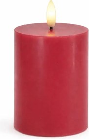 LED svíčka na baterie vosková Sille, Ø 7,5 × 10 cm, růžová švestka, 2× AA