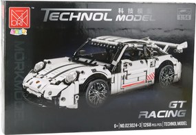 LEAN Toys Stavebnicové kostky – Auto GT Racing, bílé, měřítko 1:14, 1268 dílů