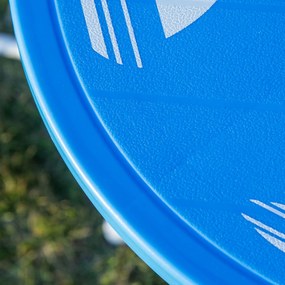 Outsunny 4dílná dětská zahradní sestava - stůl, 2 skládací židle a slunečník pro děti ve věku 3-6 let, modrá