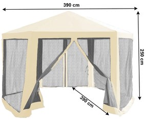 Stanový altán do zahrady RINGE TYP 2 rozměr 3,9x3,9x2,5m, béžový a černý, 6 bočních stran