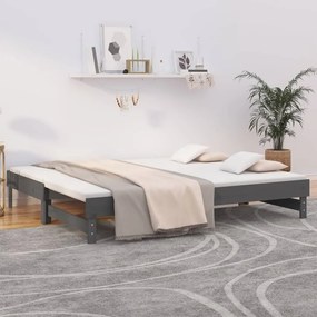 Výsuvná postel šedá 2x (80 x 200) cm masivní borovice - Default Title