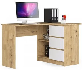Počítačový stůl B16 pravá - dub artisan/bílá
