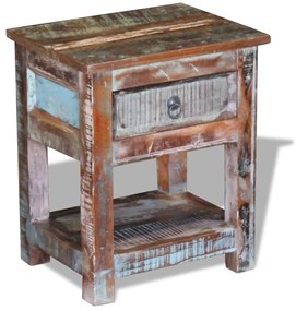 Odkládací stolek zásuvka masivní recyklované dřevo 43x33x51 cm - Default Title