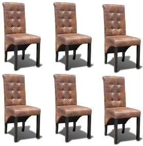 Jídelní židle 6 ks hnědé umělá kůže 270554