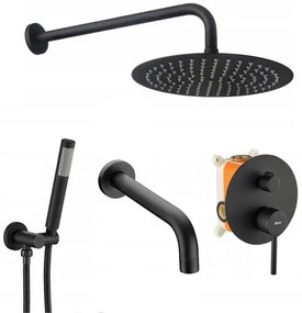 Rea Lungo - podomítkový vanový set se sprchou + box P6300 - komplet sada, černá, REA-P4112