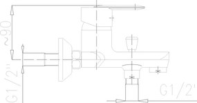 Armatura Vodovodní páková baterie KFA CYRKON vanová nástěnná bez setu (chrom-decorum)
