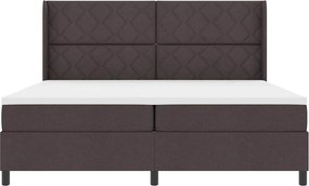 Postel s boxspringem s čelo Tmavě hnědá 200 x 200 cm textil 3341731
