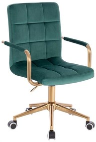 LuxuryForm DESIGN Otočná židle VERONA GOLD VELUR na zlaté podstavě s kolečky - zelená